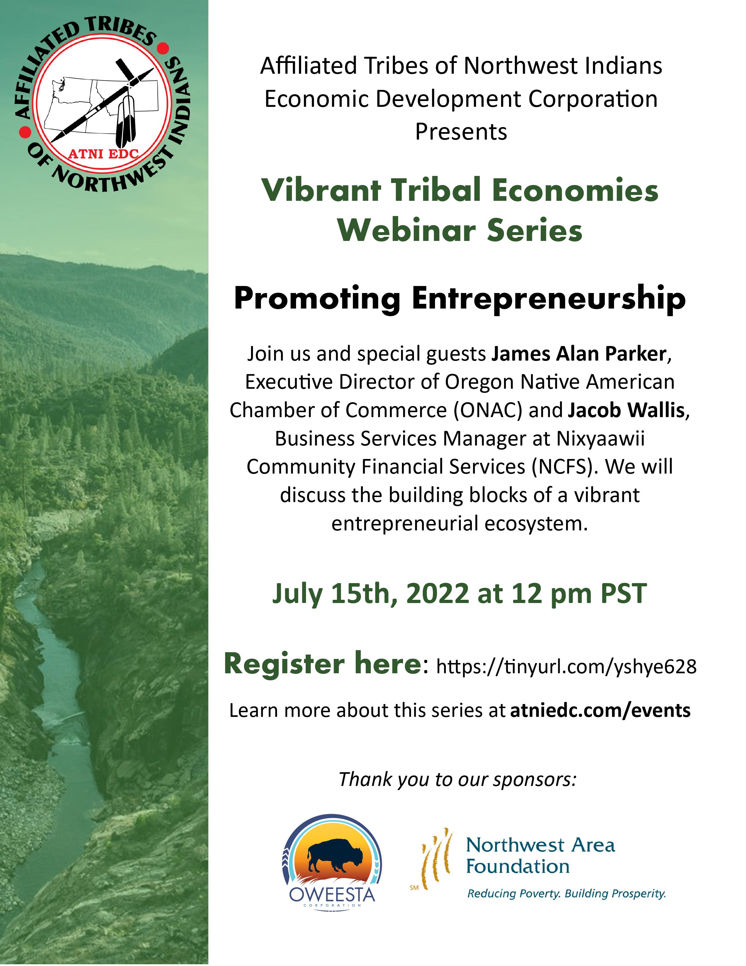 Join us 7/15: Promoting Entrepreneurship Webinar – Affiliated Tribes of ...